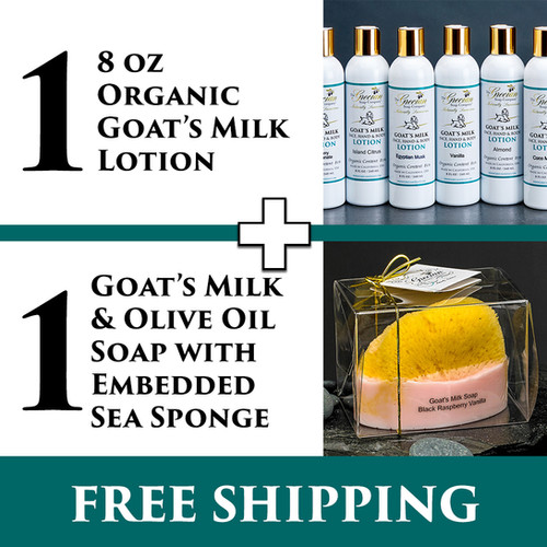 Goat Milk/Olive Oil Soap w/Natural Sea Sponge & 8oz Lotion Bundle ...