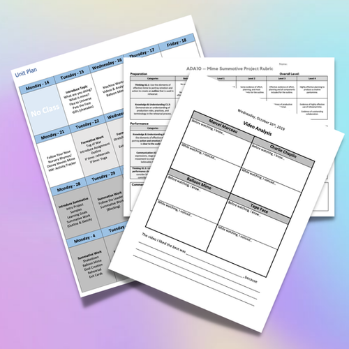 Mime Unit Plan with Assessment | Ms. Mills Teaches