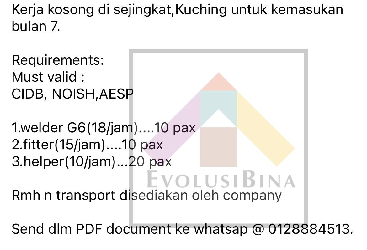 Kerja Kosong Welding 2023 | EvolusiBina
