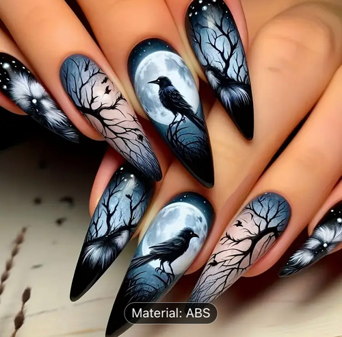 24pc raven and tree shadow press on nails | Emilie's Emporium