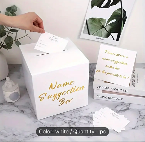 Baby shower name suggestion box with 30 voting cards | Emilie's Emporium