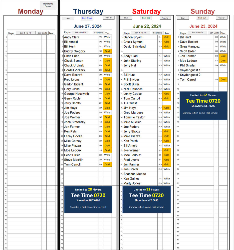 Future Play, June 22-27, 2024, Updated 6/21 @ 0730 hrs | Macdill Mens Golf
