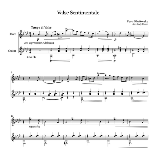 Valse Sentimentale - Guitar/Flute | Andy Poxon