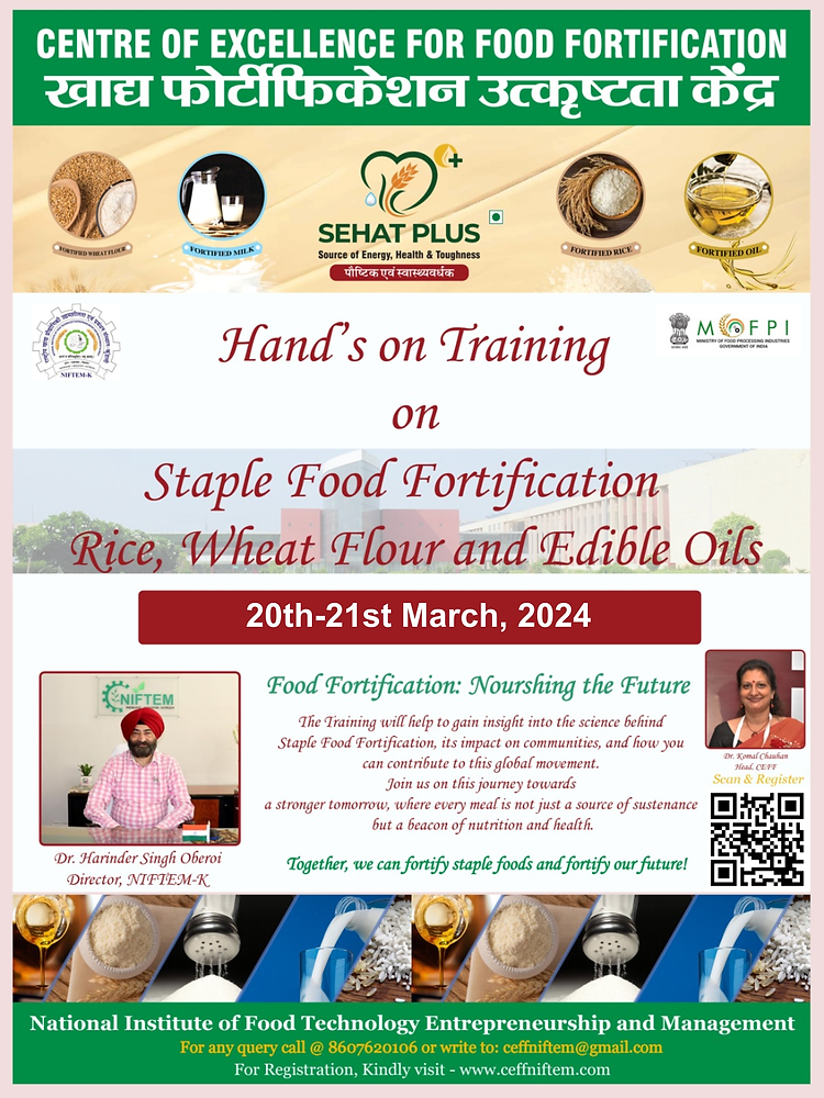 Two Days Hands on Training on Staple Food Fortification (Rice, Wheat ...