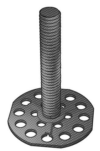 Steel Adhesive-Mount Stud, 5-16-18, 38mm Baseplate, 2.000" Length ...