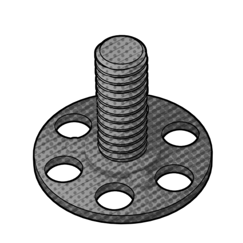 Steel Adhesive-Mount Stud, M6, 23mm Baseplate, 16mm Length | Imperial ...