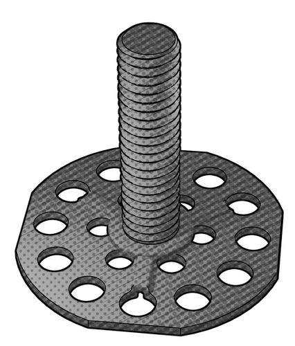 Steel Adhesive-Mount Stud, M8, 38mm Baseplate, 30mm Length | Imperial ...