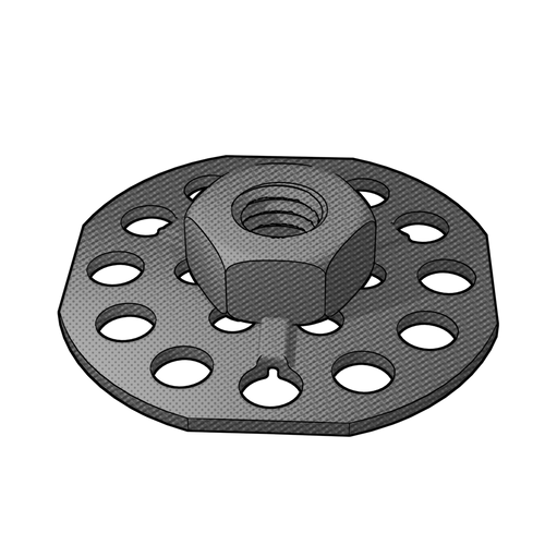 Steel Adhesive-Mount Nut, M8 Thread, 38mm Baseplate | Imperial Components