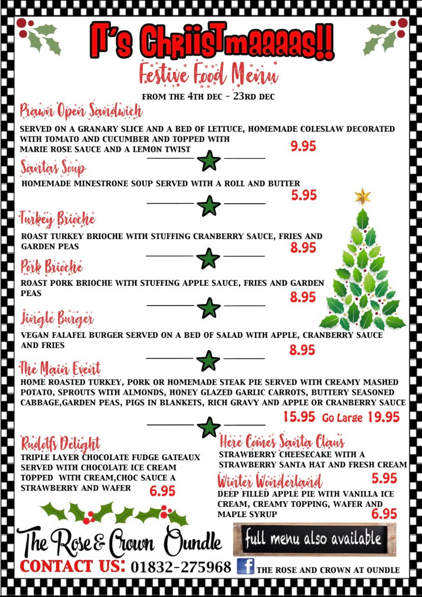 MENUS | Rose & Crown Oundle