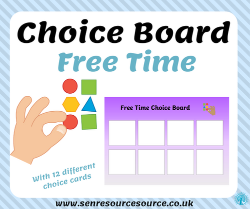 Free time choice board | SEN Resource Source