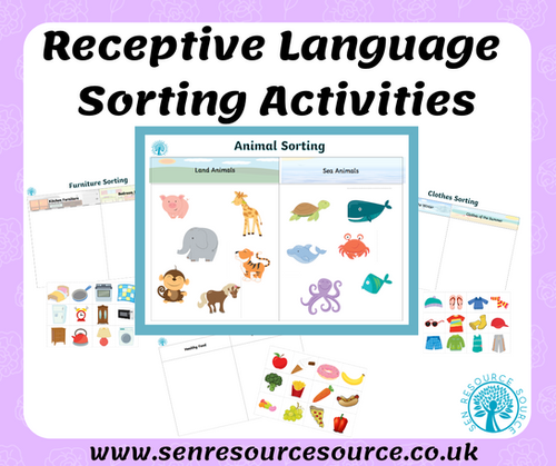 Receptive language sorting activities