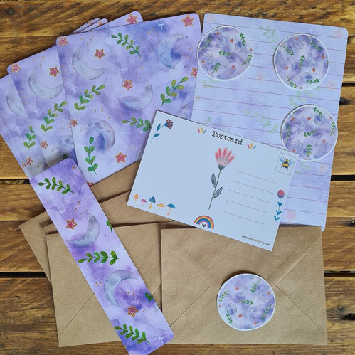 Moon Writing Paper - Lunar Journaling - Purple Stationery | Pens and ...