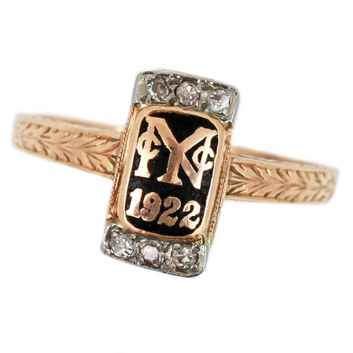 Buy Online Art Deco 14ct Gold Diamond and Black Enamel Monogram Date ...