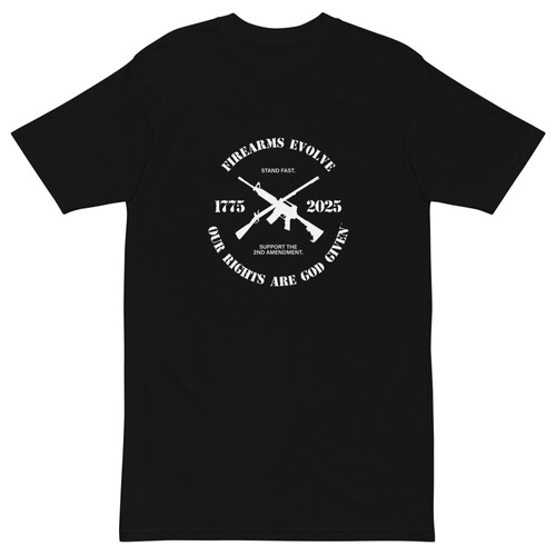 Firearms Evolve 1775-2025 T-shirt | Present Arms, Inc.