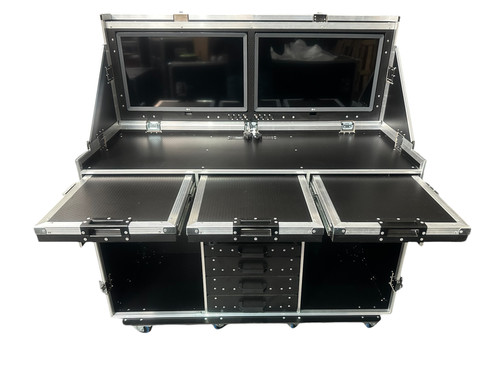 Data Station Flight Case With 2 x 28" Smart TV Screens & Side Tables ...
