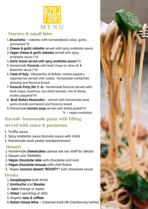 Menu | Pasta Factory