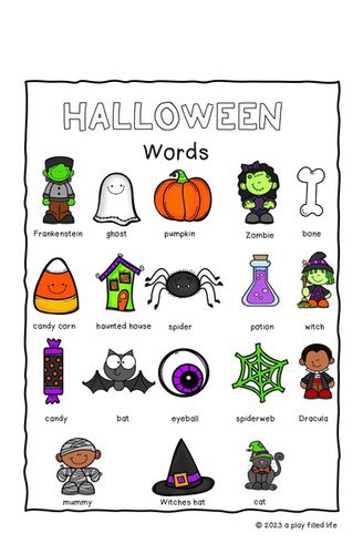 Halloween Words Poster | A Play Filled Life