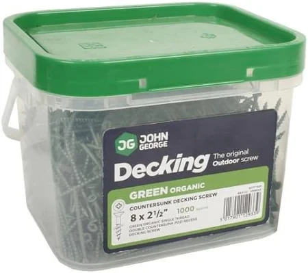 DECKING SCREW ORGANIC GREEN CSK POZI (TUB OF 1000) 8x3 | Foxhills Timber