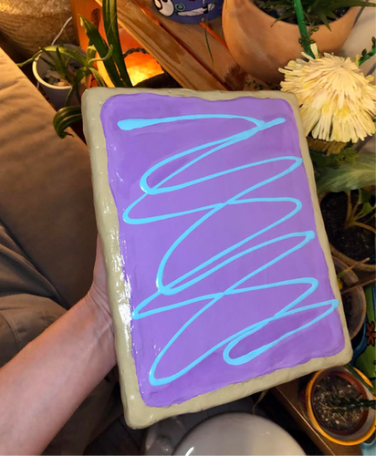 wild berry toaster pastry clay on canvas 8" x 10" | Zen Creations