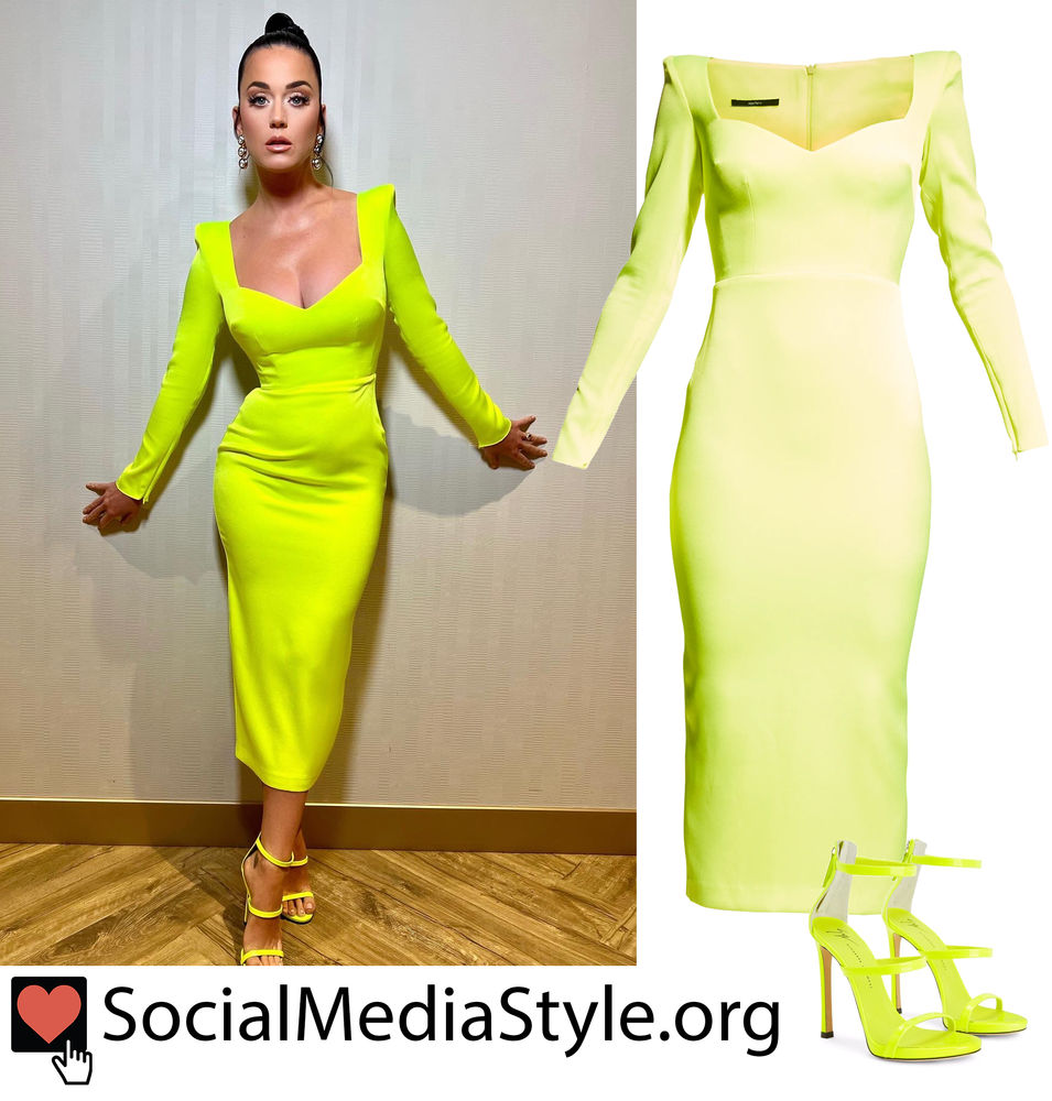 Katy Perry's neon yellow dress and sandals from her Key to the Las ...