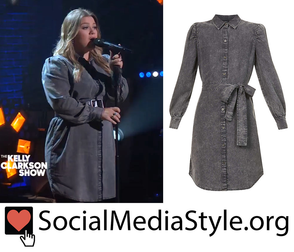 Kelly Clarkson's black denim dress from The Kelly Clarkson Show
