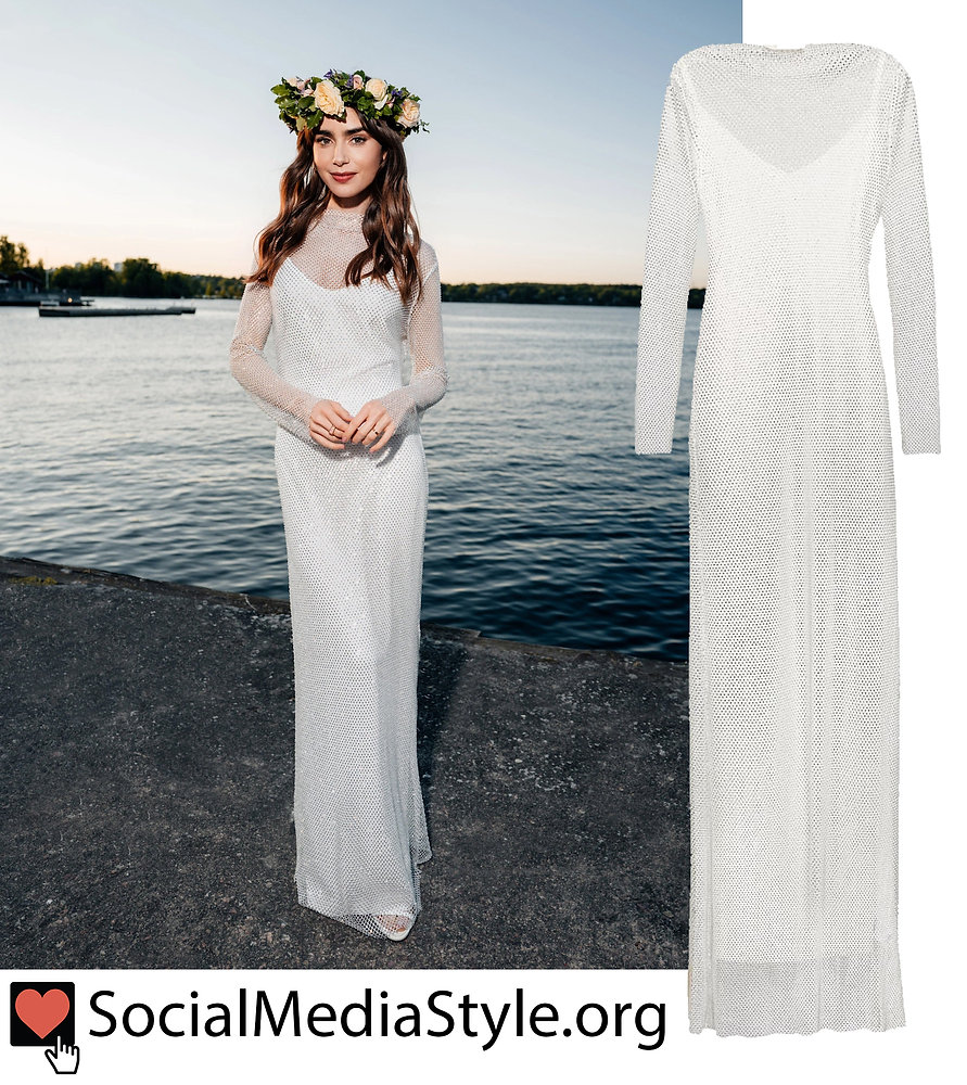 Lily Collins' white mesh dress