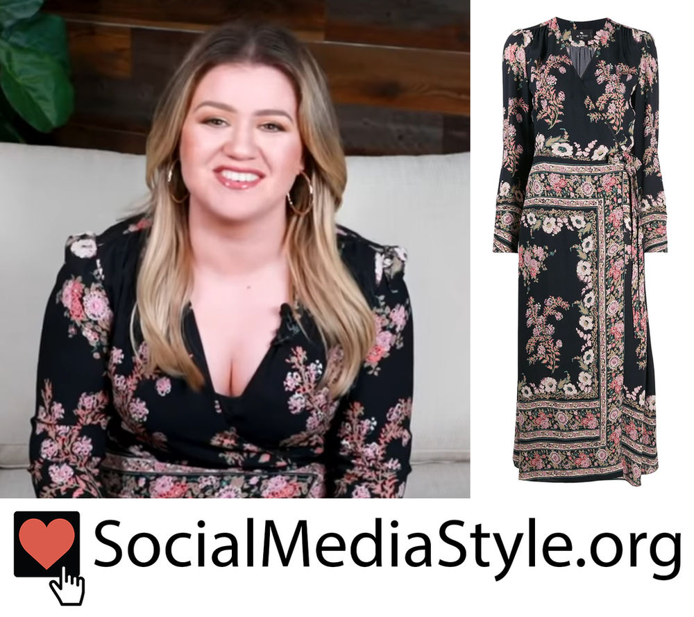 Kelly Clarkson's black floral print dress from The Kelly Clarkson Show