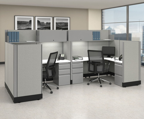 SIS Bullpen 12' x 5' with Overheads, Shelves, & Peds | First Call Office