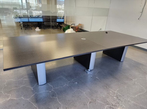12ft Gray Conference Table with Power | First Call Office