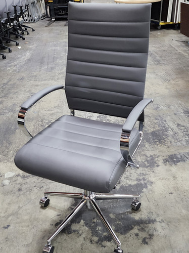 Executive High Back Office Chair Ribbed PU Leather in Gray | First Call ...