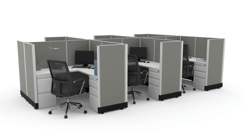 SIS 6-Pod 5' x 5' x 53"H Workstations with 1BBF 1FF Ped | First Call Office
