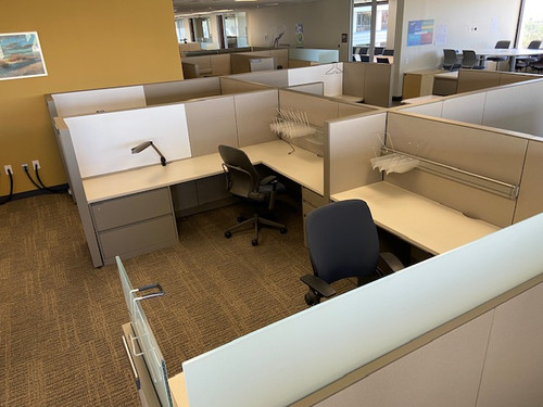 Steelcase Gray 6' x 6' Cubicle with "Some" Glass | First Call Office