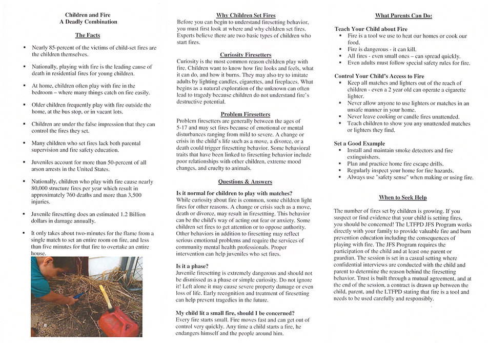 JUVENILE FIRE SETTERS | ltfpd