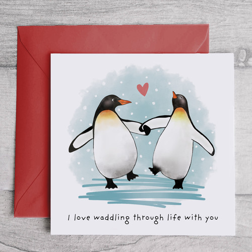 Penguin Waddle | Greeting Card | Ali Draws Studio