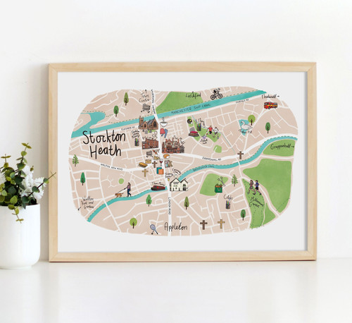 Map Of Stockton Heath | A3 Art Print | Ali Draws Studio
