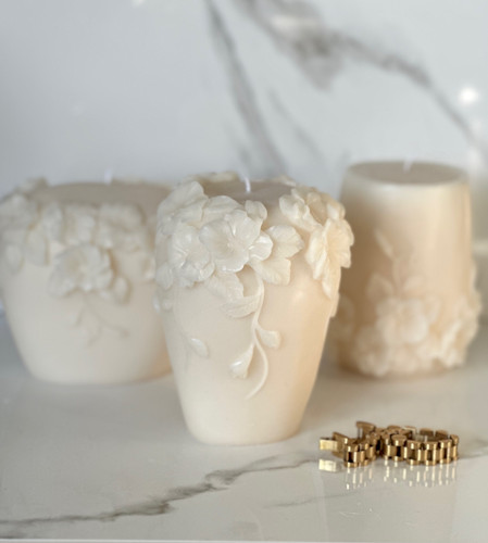 Floral Embossed Candle | La Vie Candles