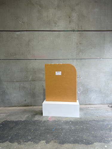 Slotted box signage stand with acrylic sign