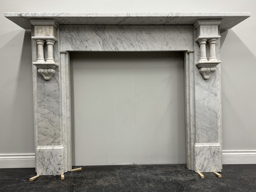 Original Antique Art Nouveau Carrara Marble Fireplace Fire Surround ...