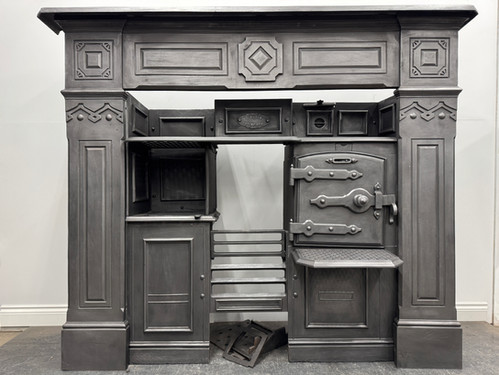 Original Victorian Antique Cast Iron Kitchen Cooking Range with Cast ...