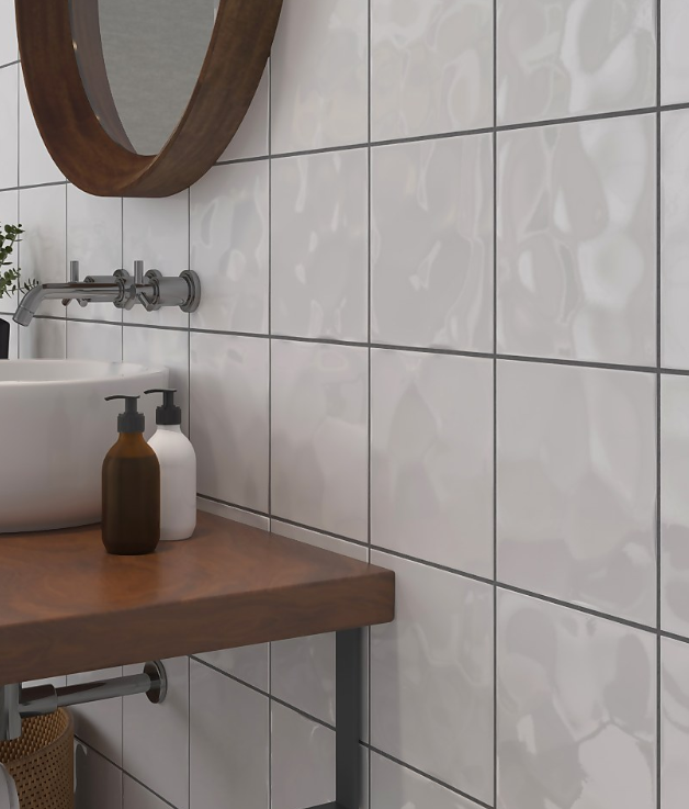 Bumpy Glossy White Ceramic Wall Tile 200x200mm | Tile Life Limited