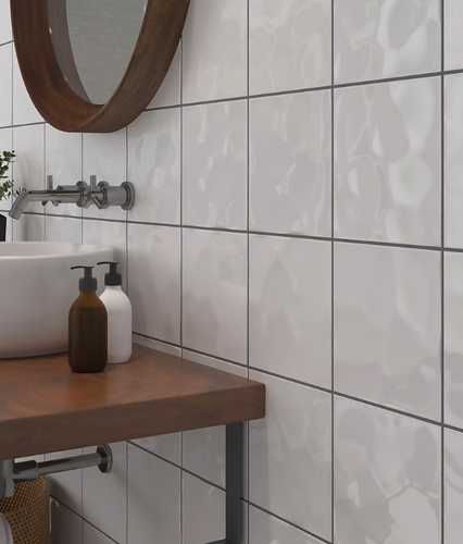 Bumpy Glossy White Ceramic Wall Tile 200x200mm | Tile Life Limited