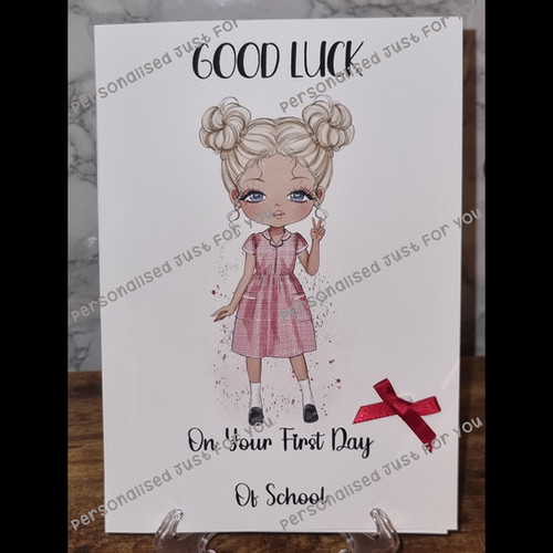 Personalised School Uniform Greeting Card (range of hair & skin tones ...