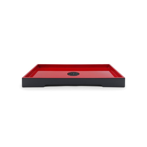 Fortune lacquer rectangular tray- red | OVO