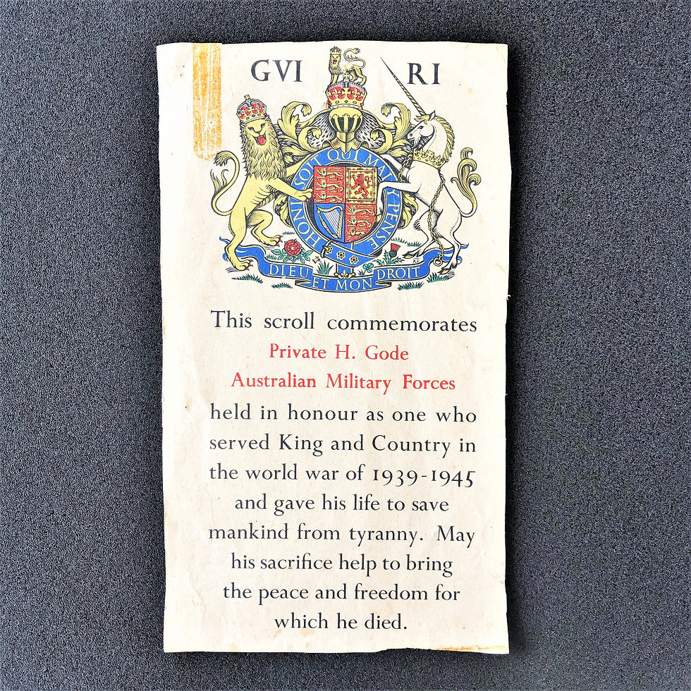 Australian WW2 Memorial Scroll | micksmedals