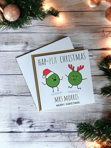 Personalised HAP-PEA Christmas Card | Partybug