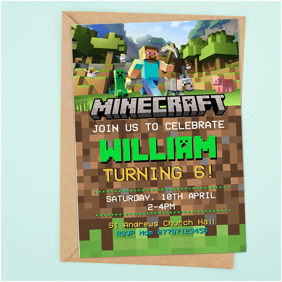Minecraft Party Invite | Partybug