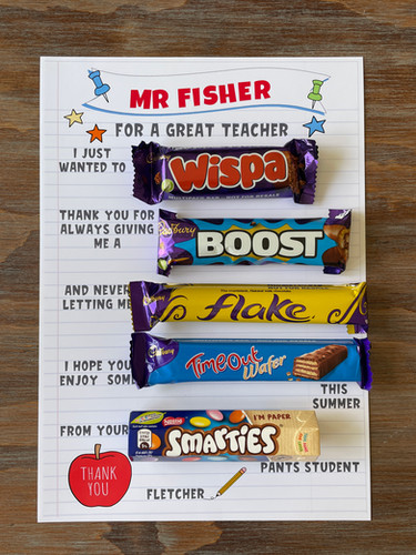Personalised A4 Teacher chocolate* board | Partybug