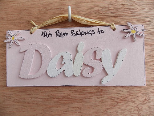 Personalised Girls Door Name Plaque - Pink, White, Cream | Hickory Dickory