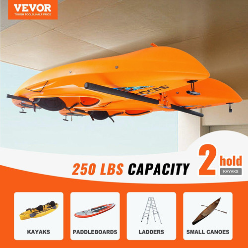 VEVOR Kayak Ceiling Storage Rack, Ceiling Storage Rack for 2 Kayak ...
