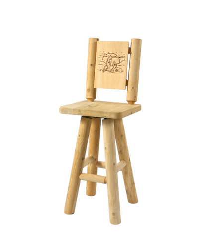 North Bay Log Branded Back Swivel Bar Stool | Cinnamon Cabin Co.